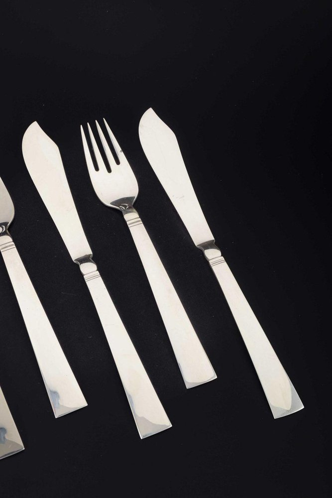 Fish Cutlery in Sterling Silver from Georg Jensen, 1930s, Set of 8 for ...