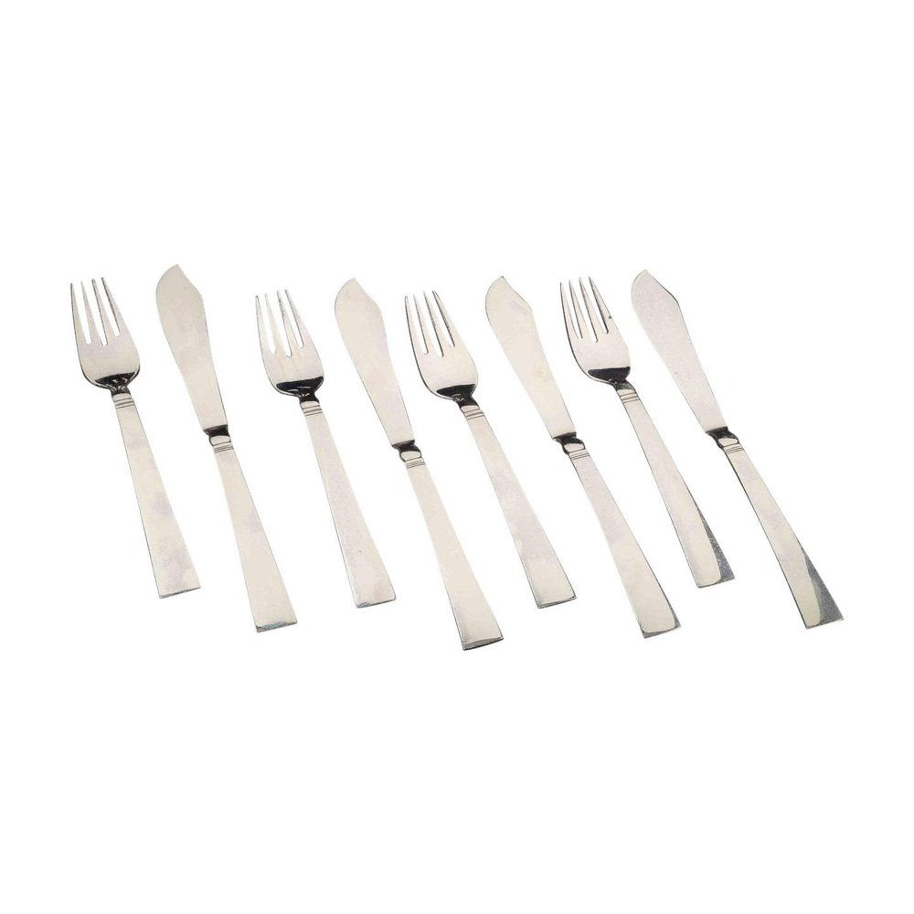 Fish Cutlery in Sterling Silver from Georg Jensen, 1930s, Set of 8 for ...