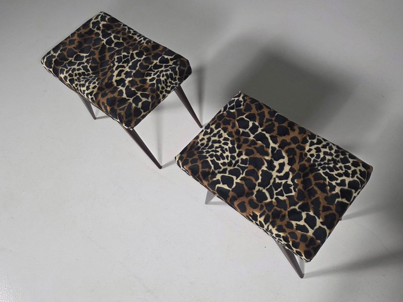 Italienische Mid-Century Bänke oder Hocker aus Leopardensamt, 1950er ...