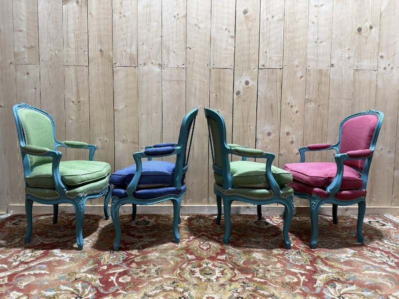 Fauteuils Cabriolet Style Louis XV, Set de 4 en vente sur Pamono