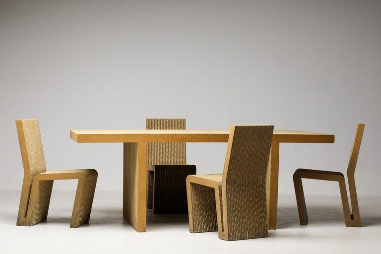 Easy Edges Dining Table and Chairs in Corrugated Cardboard by Frank ...