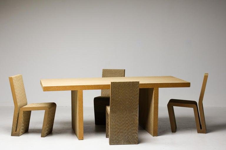 Easy Edges Dining Table and Chairs in Corrugated Cardboard by Frank ...