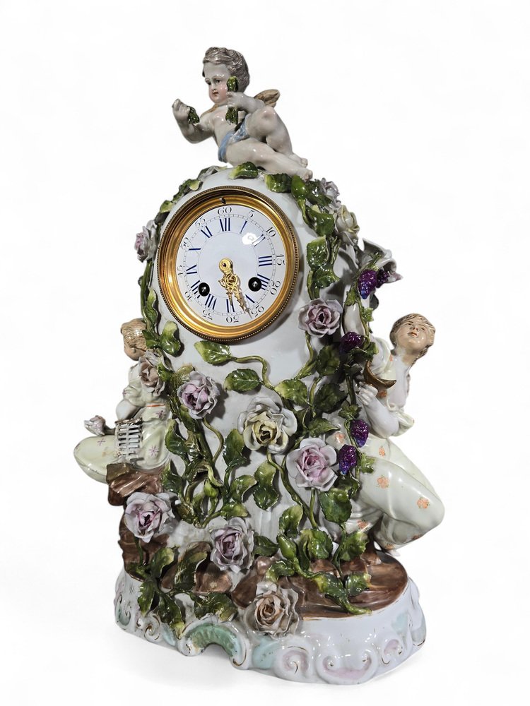 Antique German Porcelain Clock Garniture Set with Candelabra, 1890, Set ...