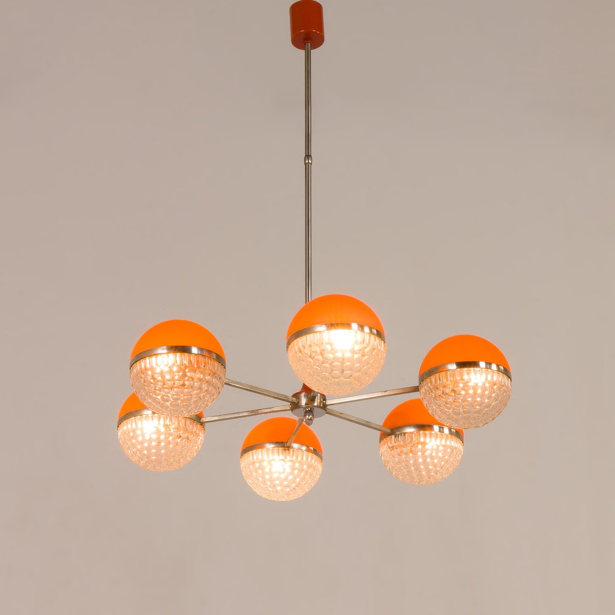 Lustre Space Age avec Abat-jours en Verre Cristal, Italie, 1970s en ...