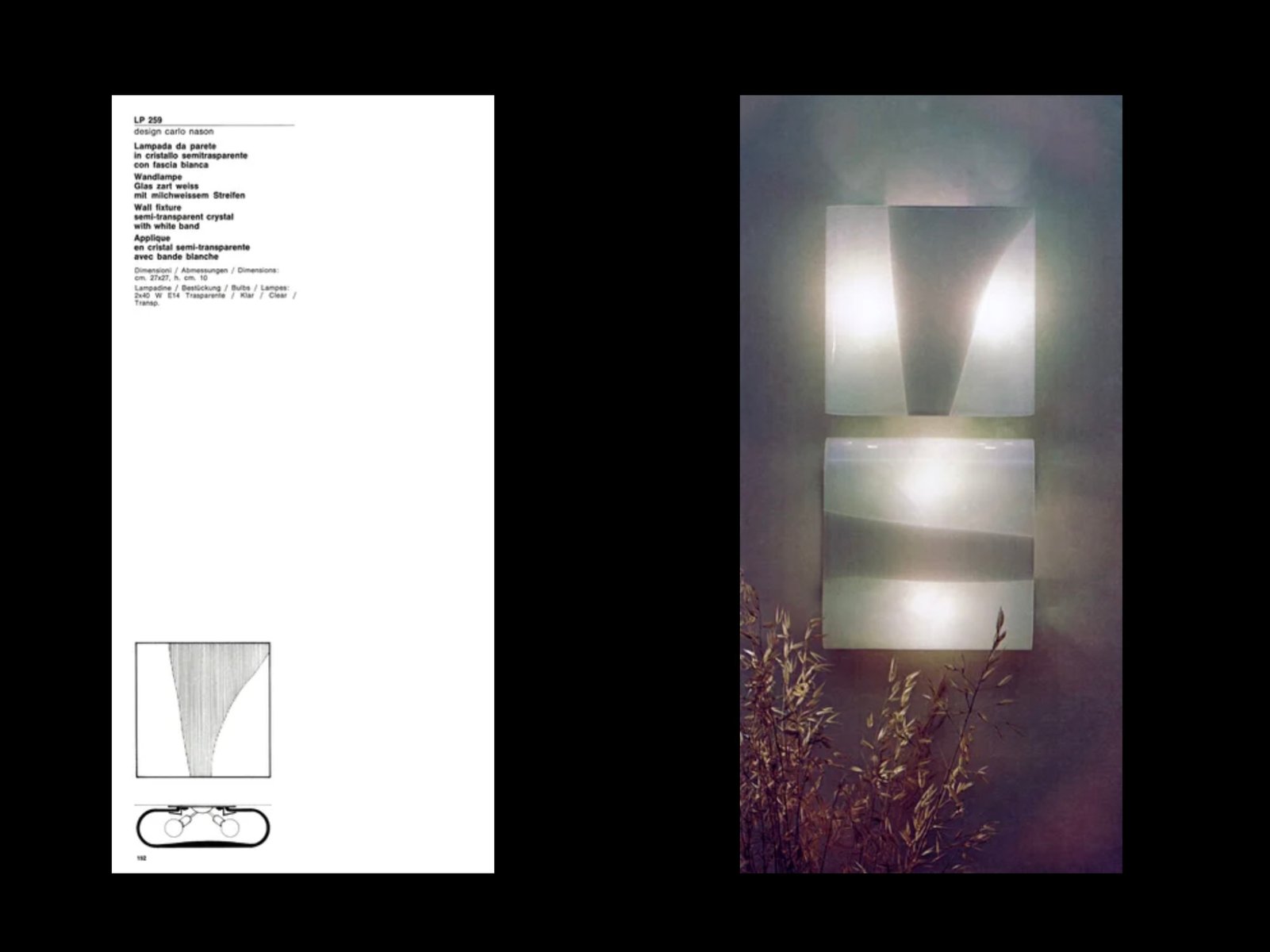 Appliques Murales LP 259 par Carlo Nason pour AV Mazzega, 1970s, Set de ...