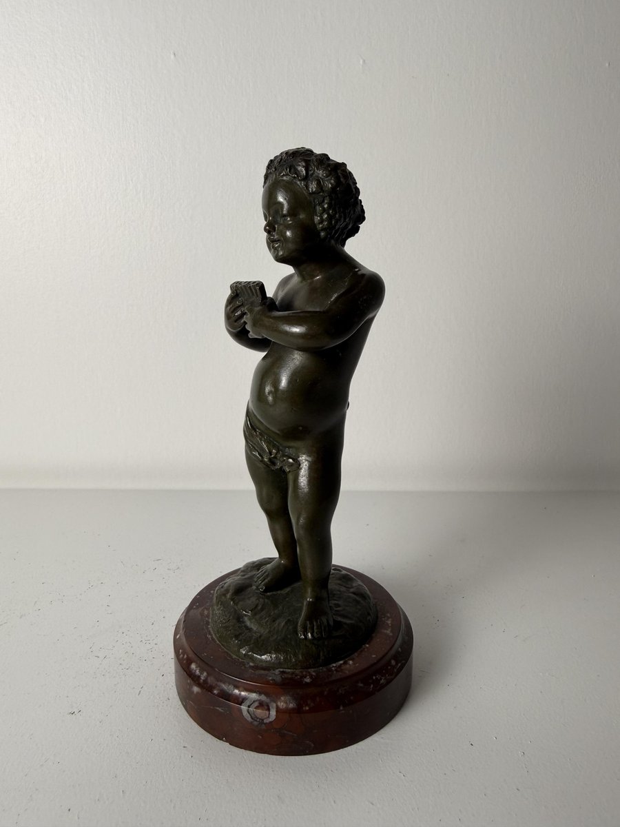Clodion, Petite Sculpture Représentant Cupidon, 1700, Bronze sur Socle ...