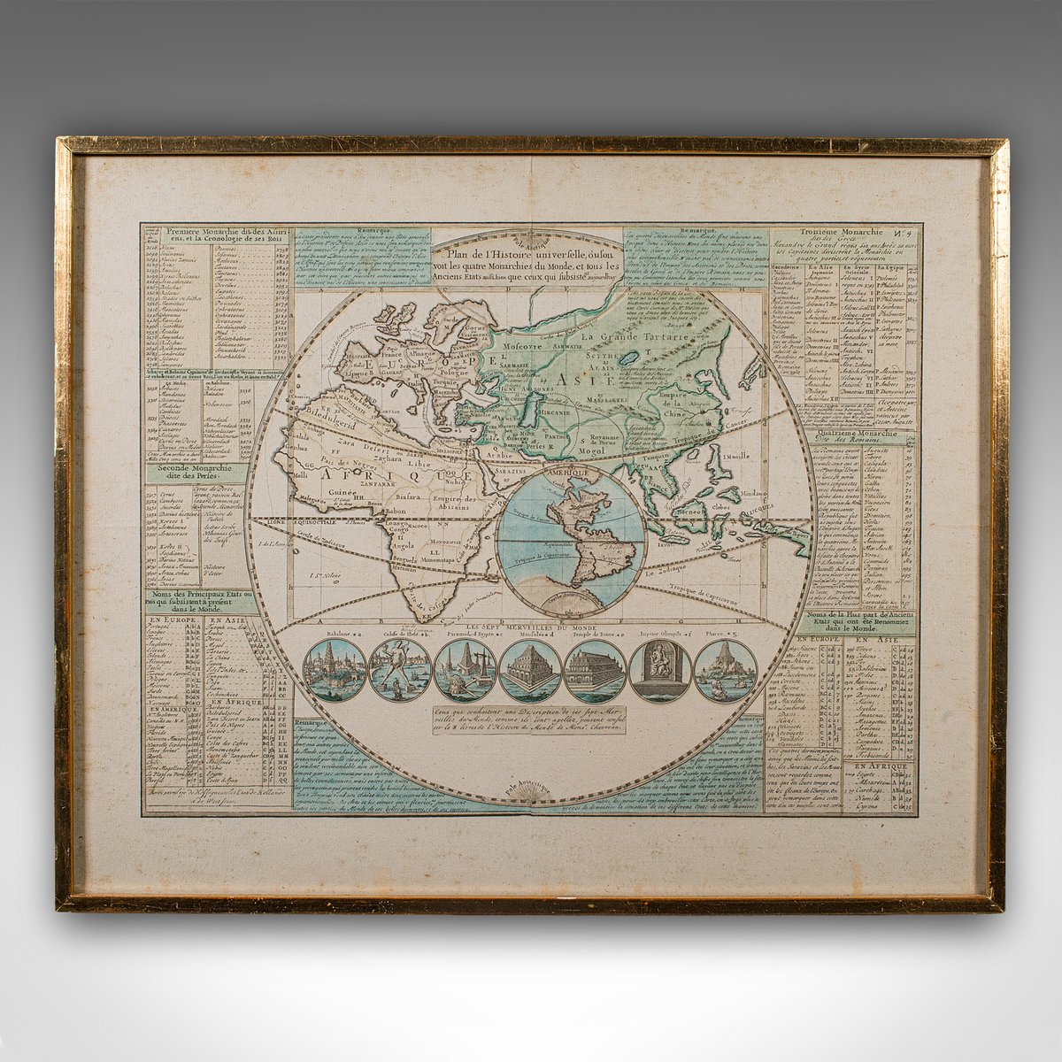 Antique Plan of Universal History World Map, 1730 for sale at Pamono
