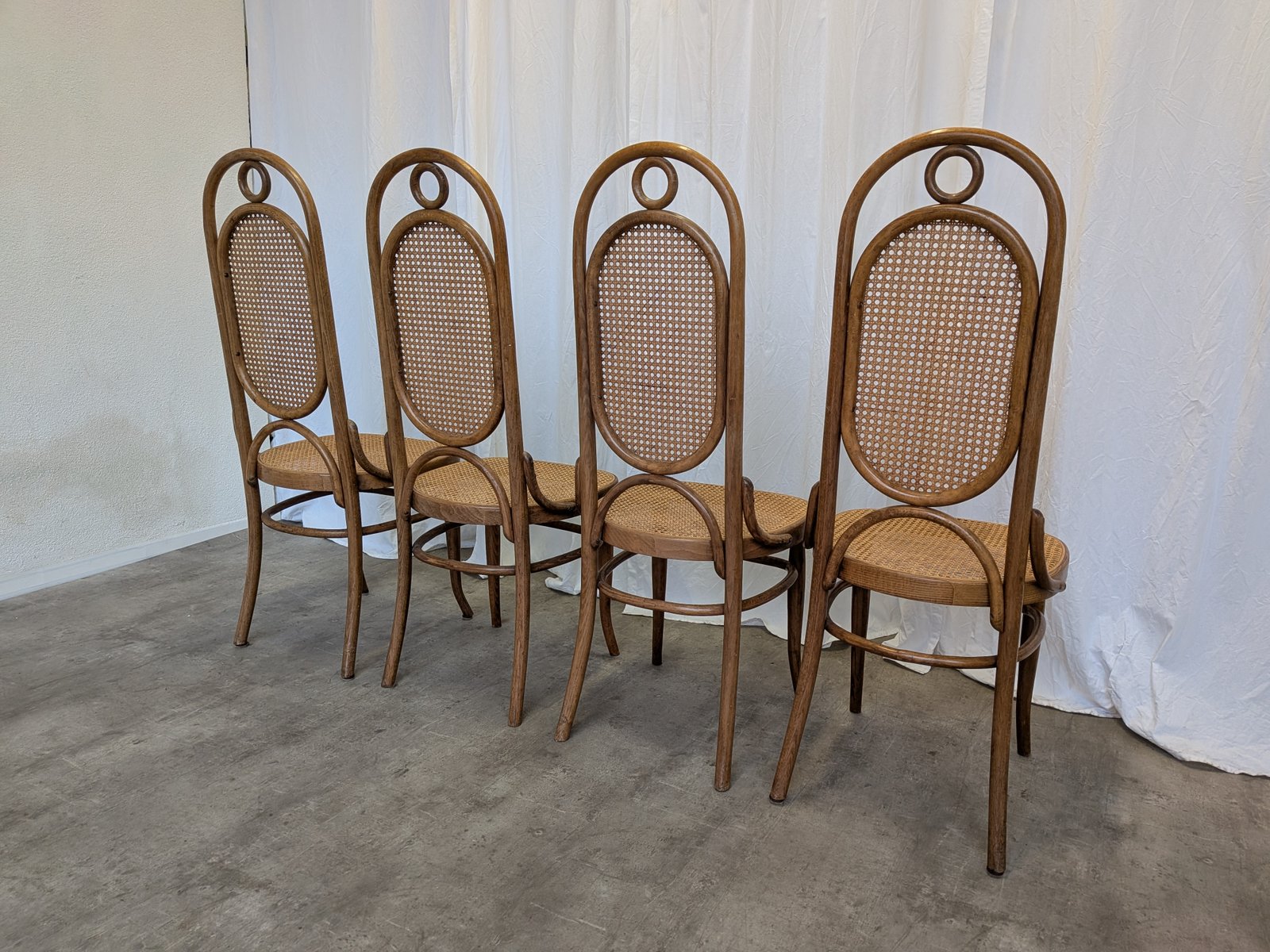 Vintage Bentwood and Cane Dining Chairs, Former Yugoslavia, 1970s, Set ...
