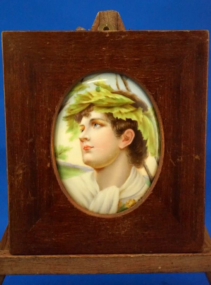 Miniature Painted Porcelain Plaque with Dionysus and Apollo by Max P ...