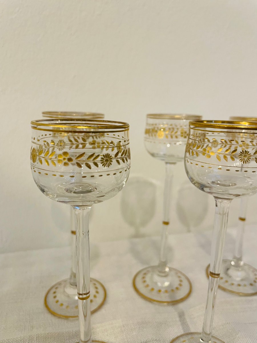 Antique Art Nouveau Liqueur Glasses from Theresienthal, 1900s, Set of 6 ...