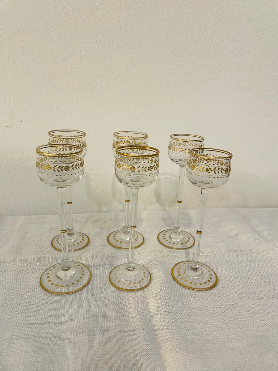 Antique Art Nouveau Liqueur Glasses from Theresienthal, 1900s, Set of 6 ...