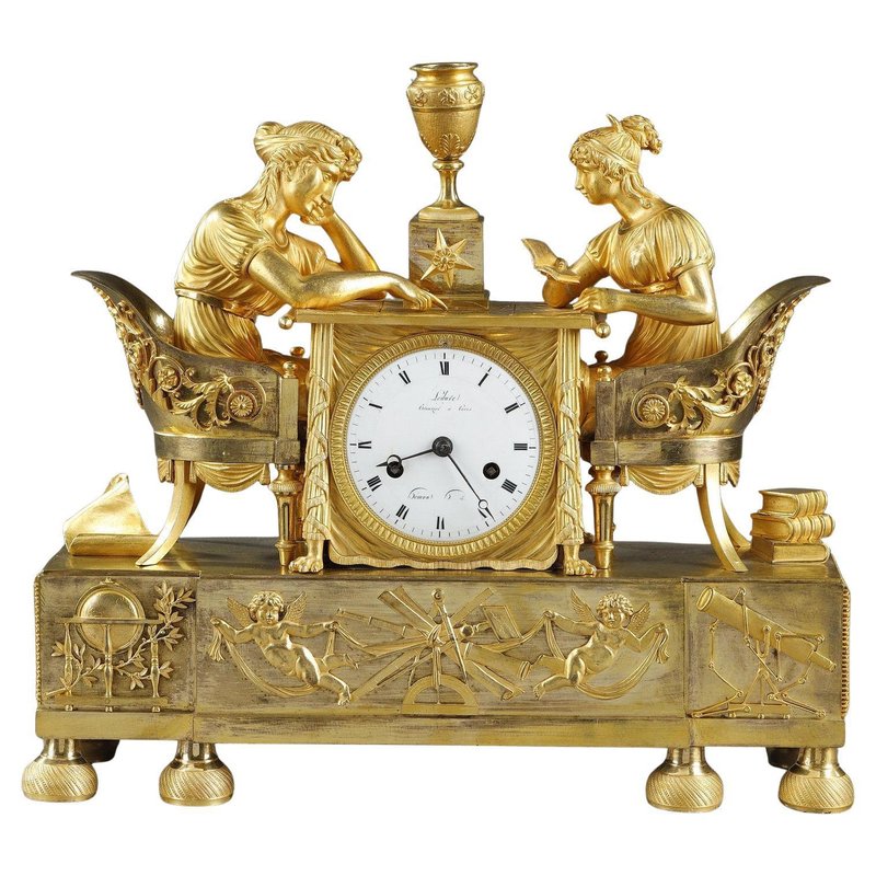 Early 19th Century Empire Astronomy Lesson Clock, 1800s for sale at Pamono