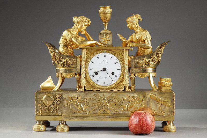 Early 19th Century Empire Astronomy Lesson Clock, 1800s for sale at Pamono