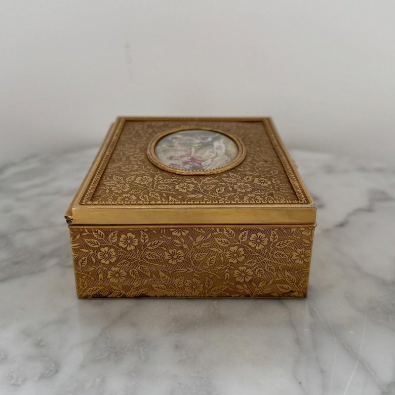Boîte Antique en Bronze Guilloché, 1800s en vente sur Pamono