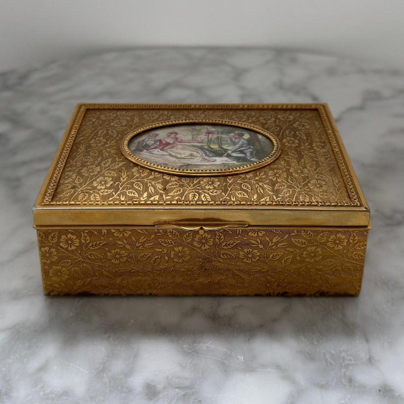 Boîte Antique en Bronze Guilloché, 1800s en vente sur Pamono