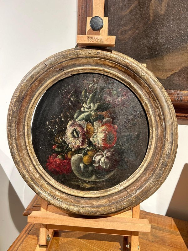 Roman Artist, Vase with Flowers, 17th Century, Oil on Panel, Framed for ...