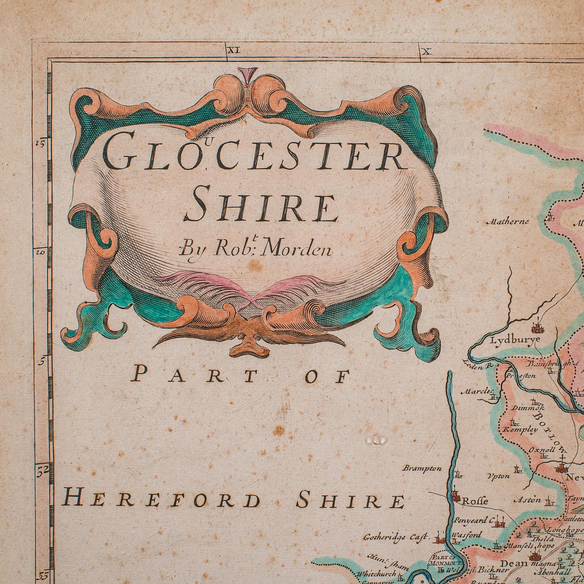Carte Ancienne du Gloucestershire par Robert Morden, Angleterre, 1700s ...