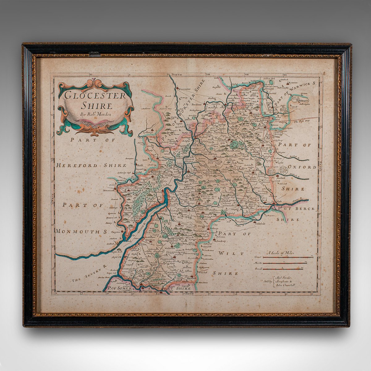 Carte Ancienne du Gloucestershire par Robert Morden, Angleterre, 1700s ...