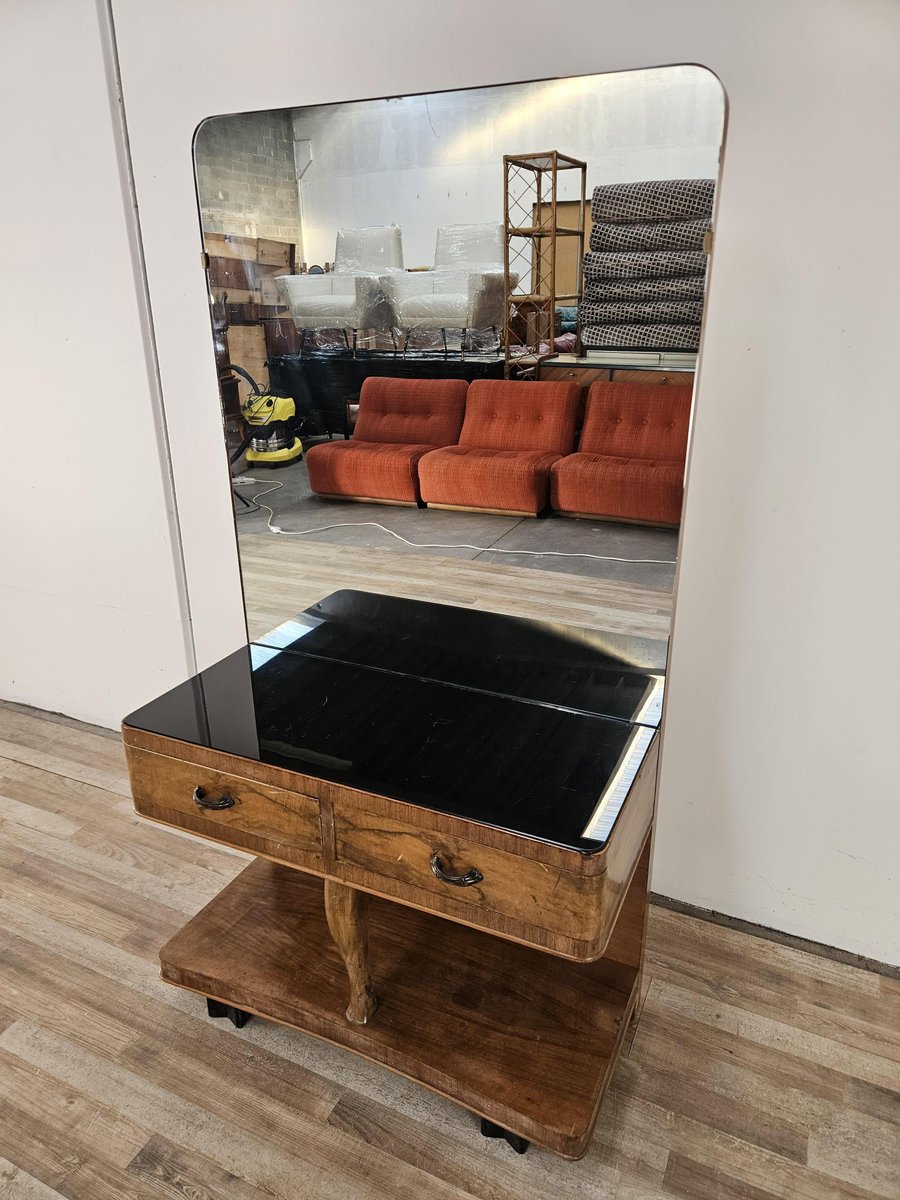 Coiffeuse Art Déco avec Miroir et Tiroirs, 1940 en vente sur Pamono