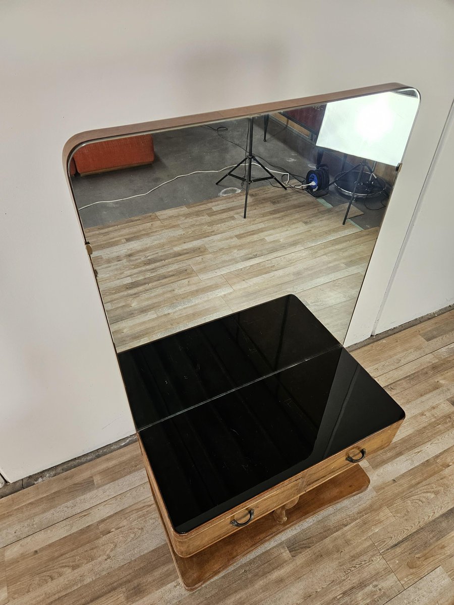 Coiffeuse Art Déco avec Miroir et Tiroirs, 1940 en vente sur Pamono