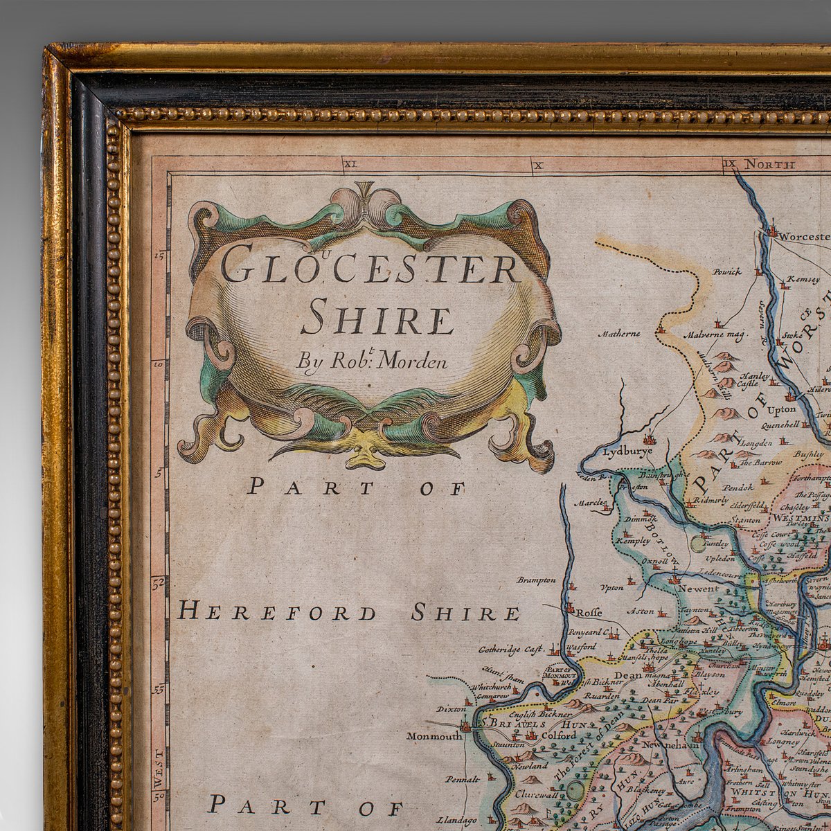 Carte Antique du Gloucestershire par Robert Morden, Angleterre, 1700s ...