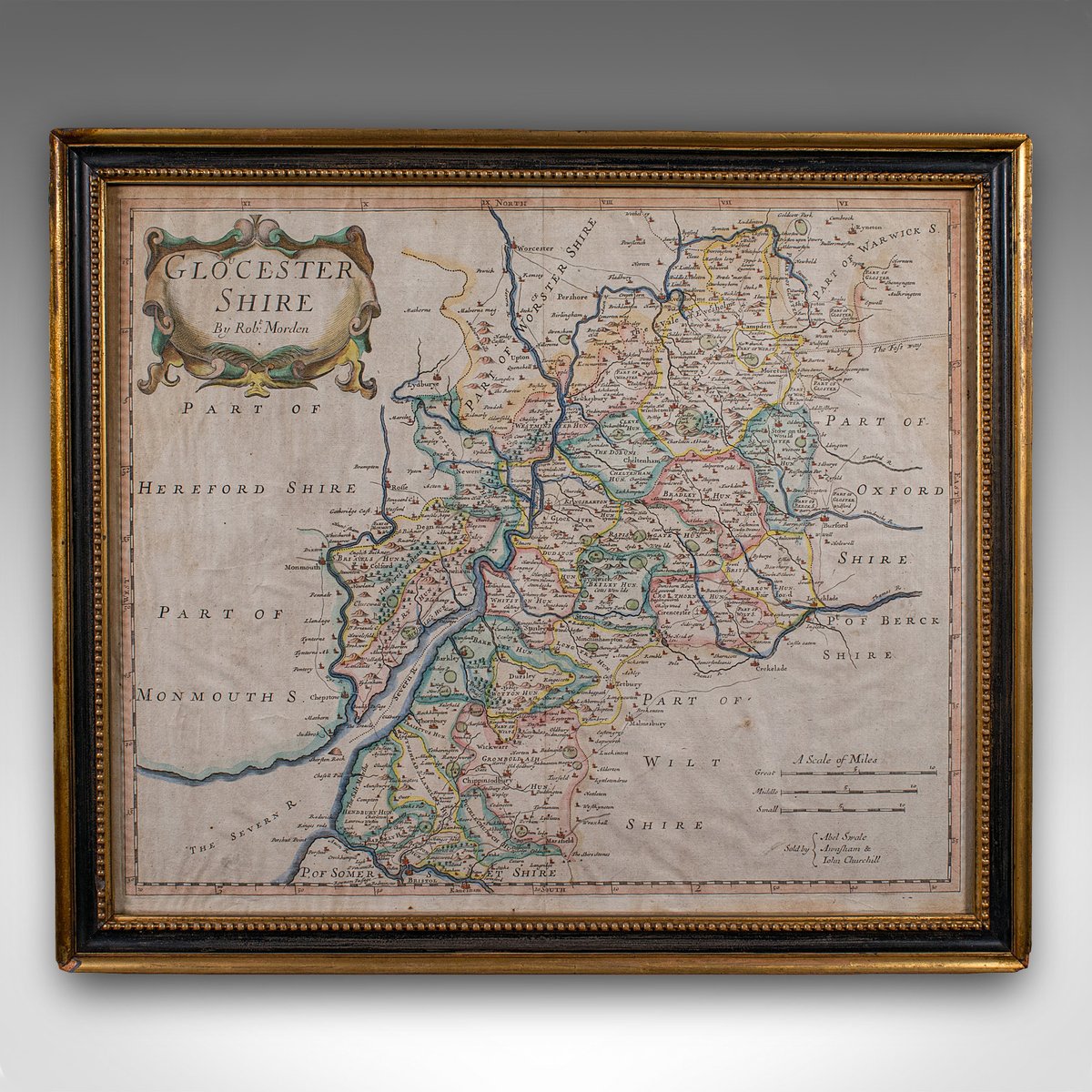 Carte Antique du Gloucestershire par Robert Morden, Angleterre, 1700s ...