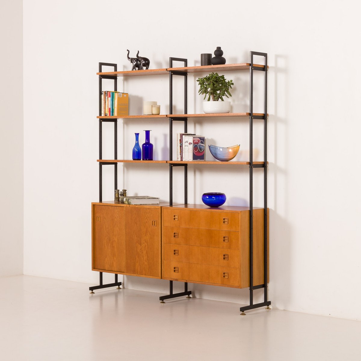 Mid-Century Scandinavian Oak Free-Standing Wall Unit, 1970s for sale at ...