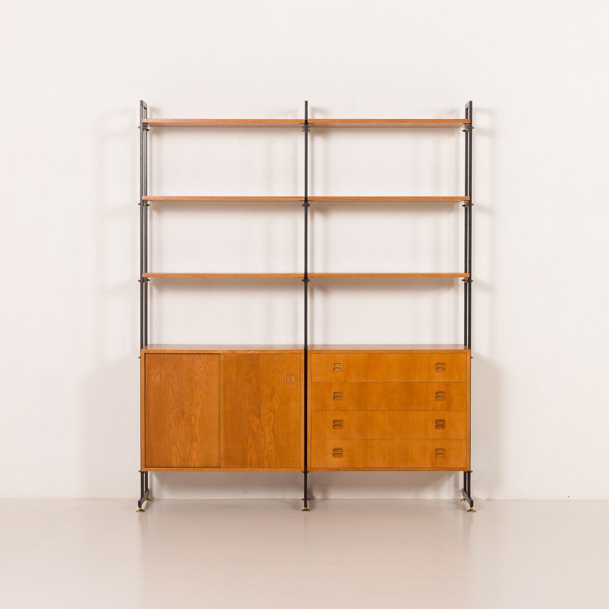 Mid-Century Scandinavian Oak Free-Standing Wall Unit, 1970s for sale at ...