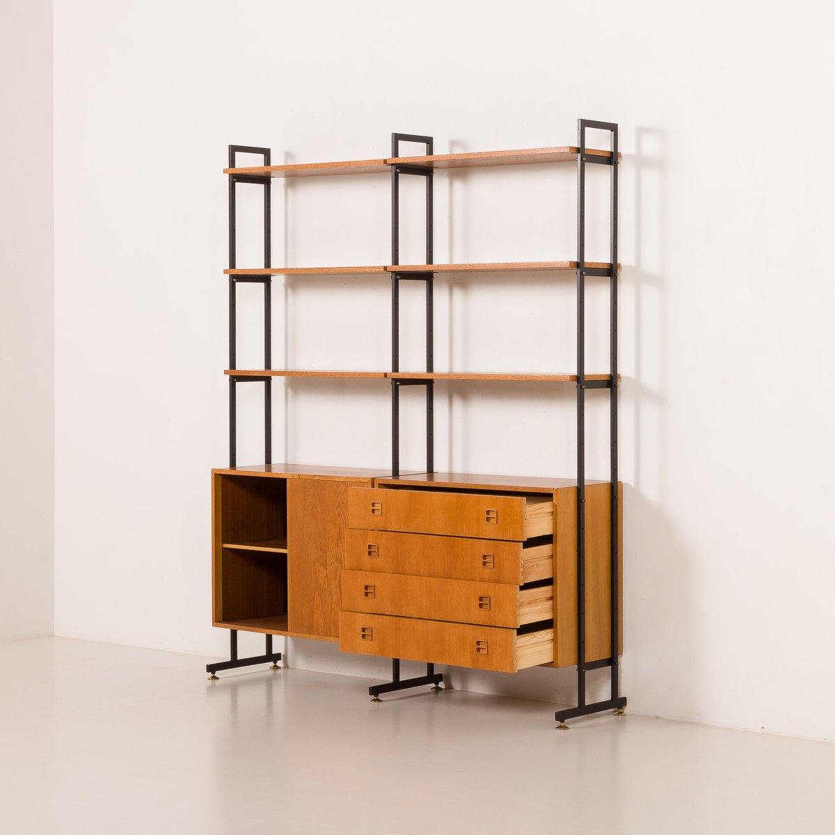 Mid-Century Scandinavian Oak Free-Standing Wall Unit, 1970s for sale at ...