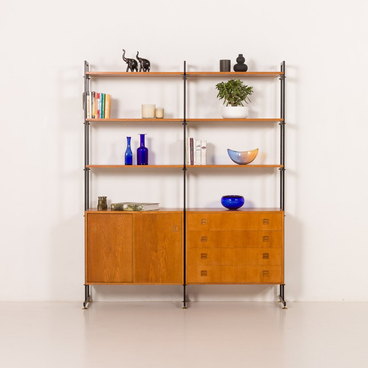 Mid-Century Scandinavian Oak Free-Standing Wall Unit, 1970s for sale at ...
