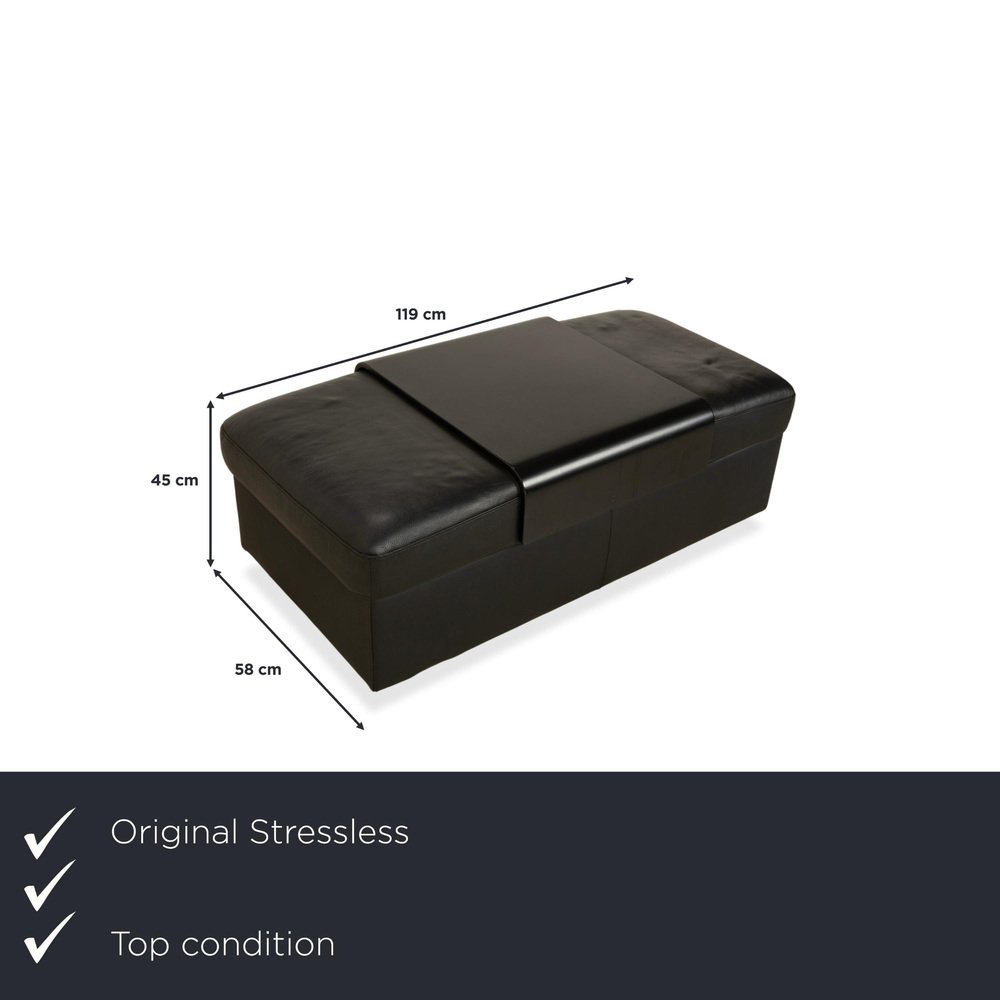 Arion Ottoman in Black Leather from Stressless for sale at Pamono