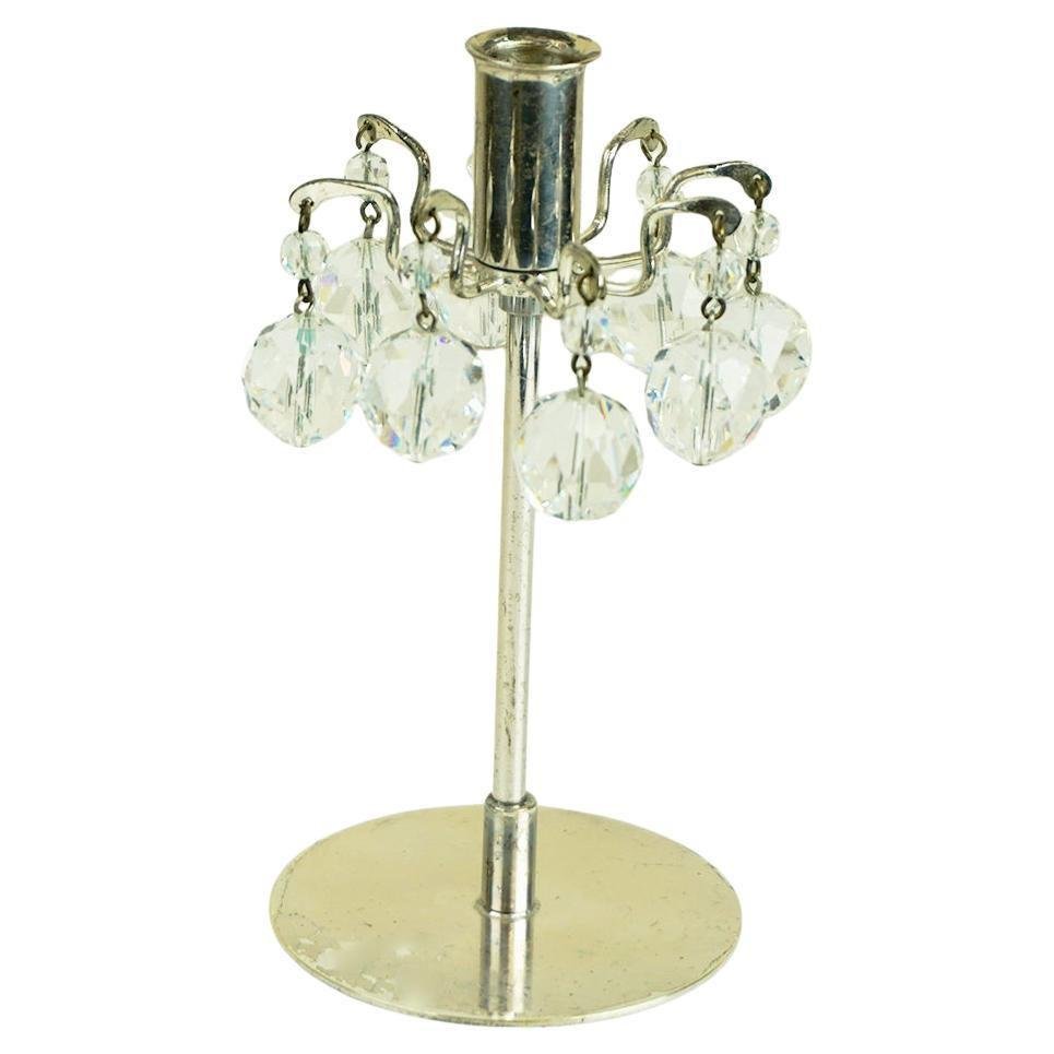 Mid-Century Austrian Crystal Glass and Silver Candleholder by J.L ...