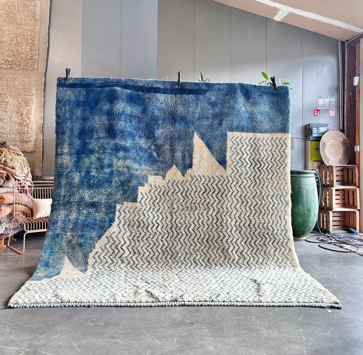 Grand Tapis Mrirt Beni Ouarain en Laine, Maroc, 1990 en vente sur Pamono