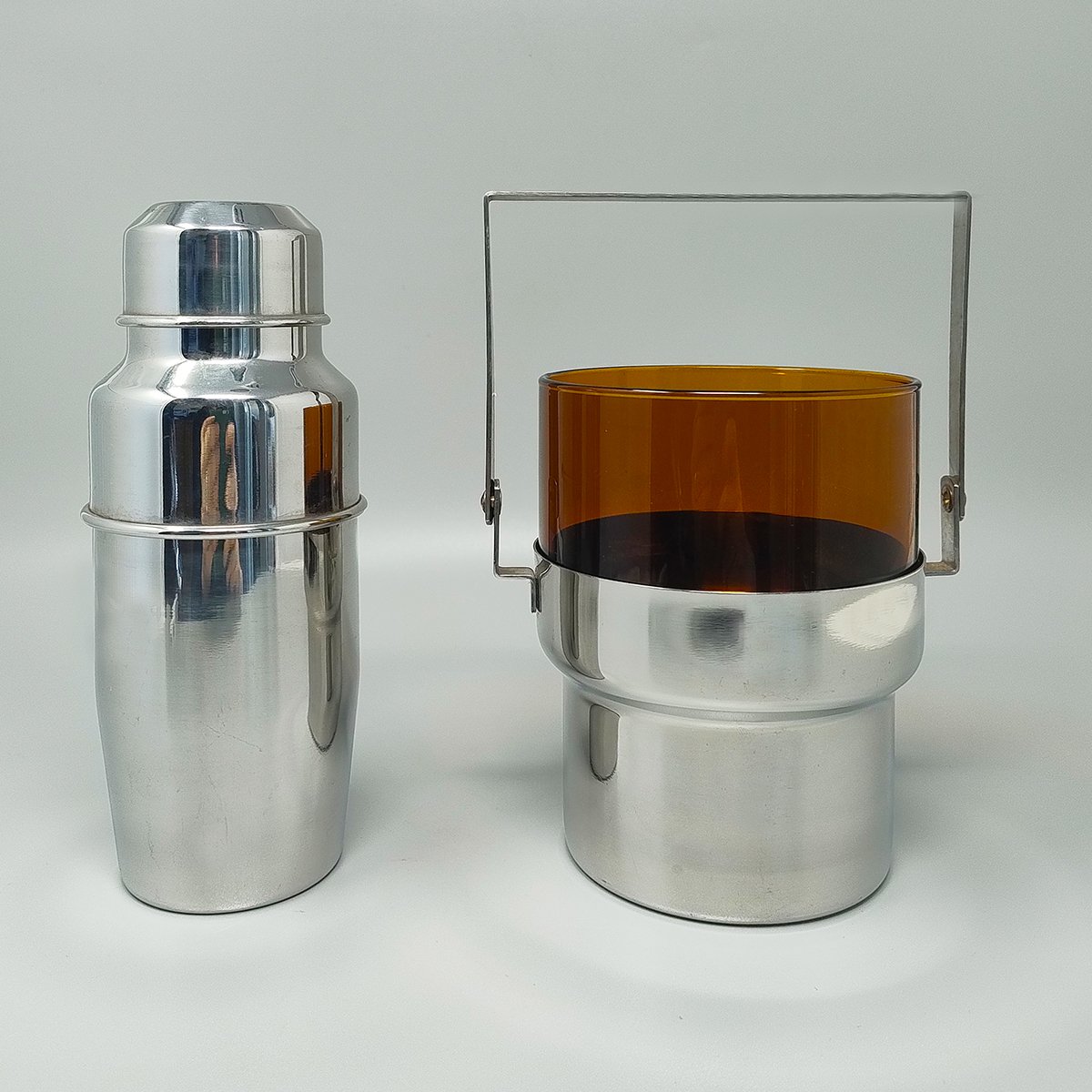 Italian Cocktail Shaker with Ice Bucket by Pran, 1970s, Set of 2 for ...