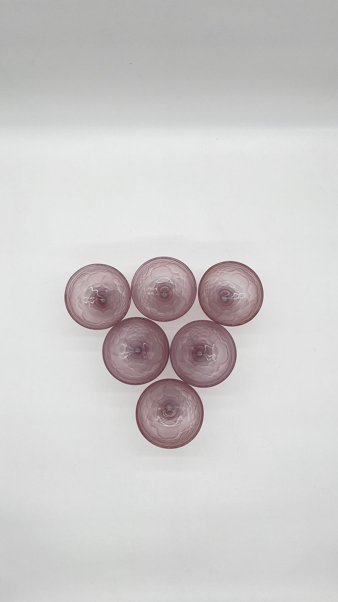 Vintage Art Deco Pink Glass Fruit Bowls, 1950s, Set of 6 for sale at Pamono
