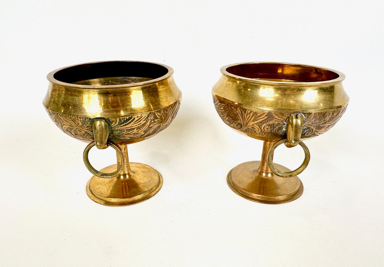 Vintage Danish Brass Footed Pedestal Bowl from Malm, 1950s, Set of 2 ...