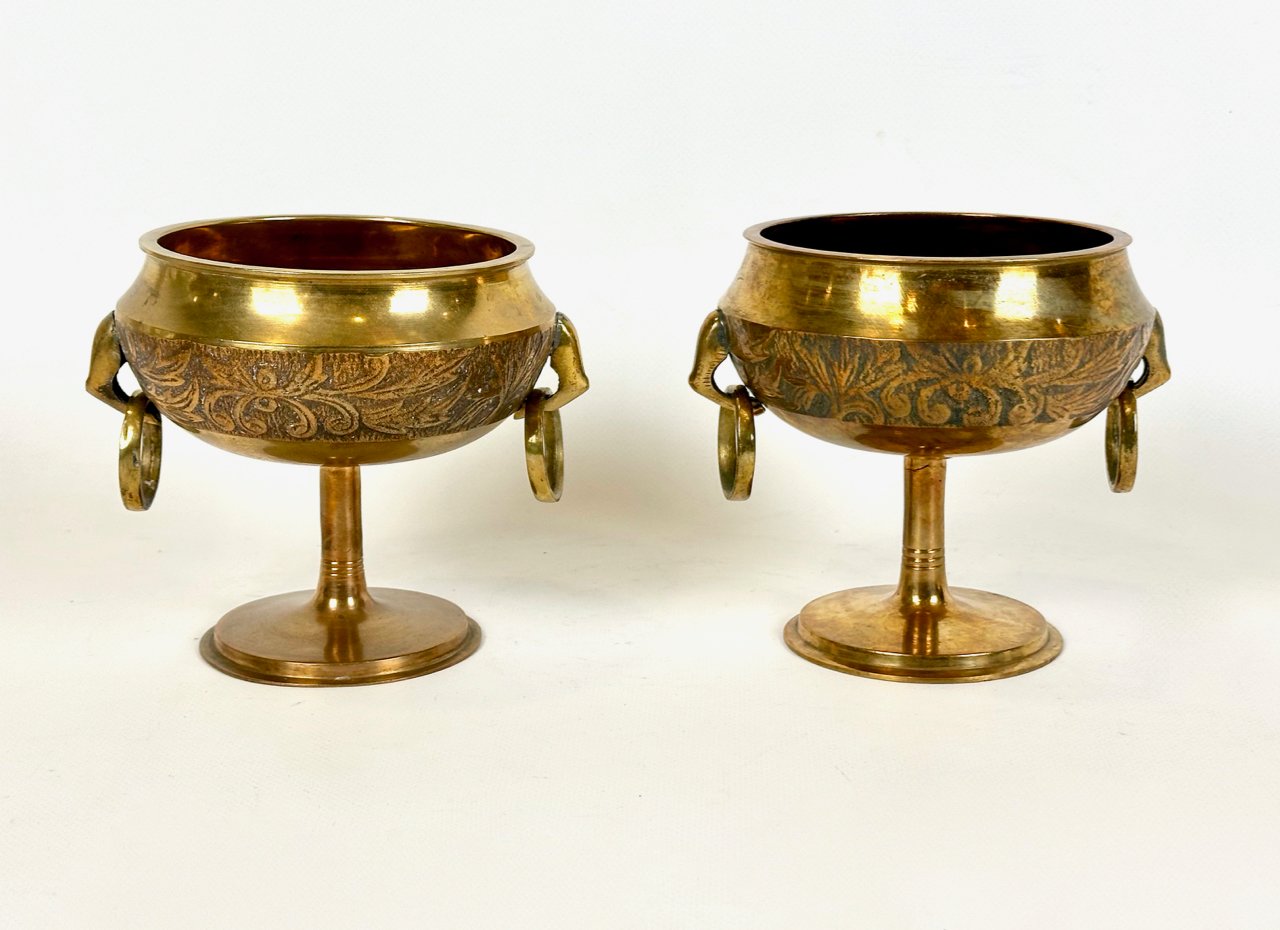 Vintage Danish Brass Footed Pedestal Bowl from Malm, 1950s, Set of 2 ...