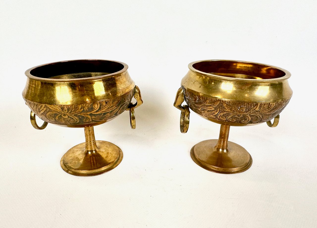 Vintage Danish Brass Footed Pedestal Bowl from Malm, 1950s, Set of 2 ...