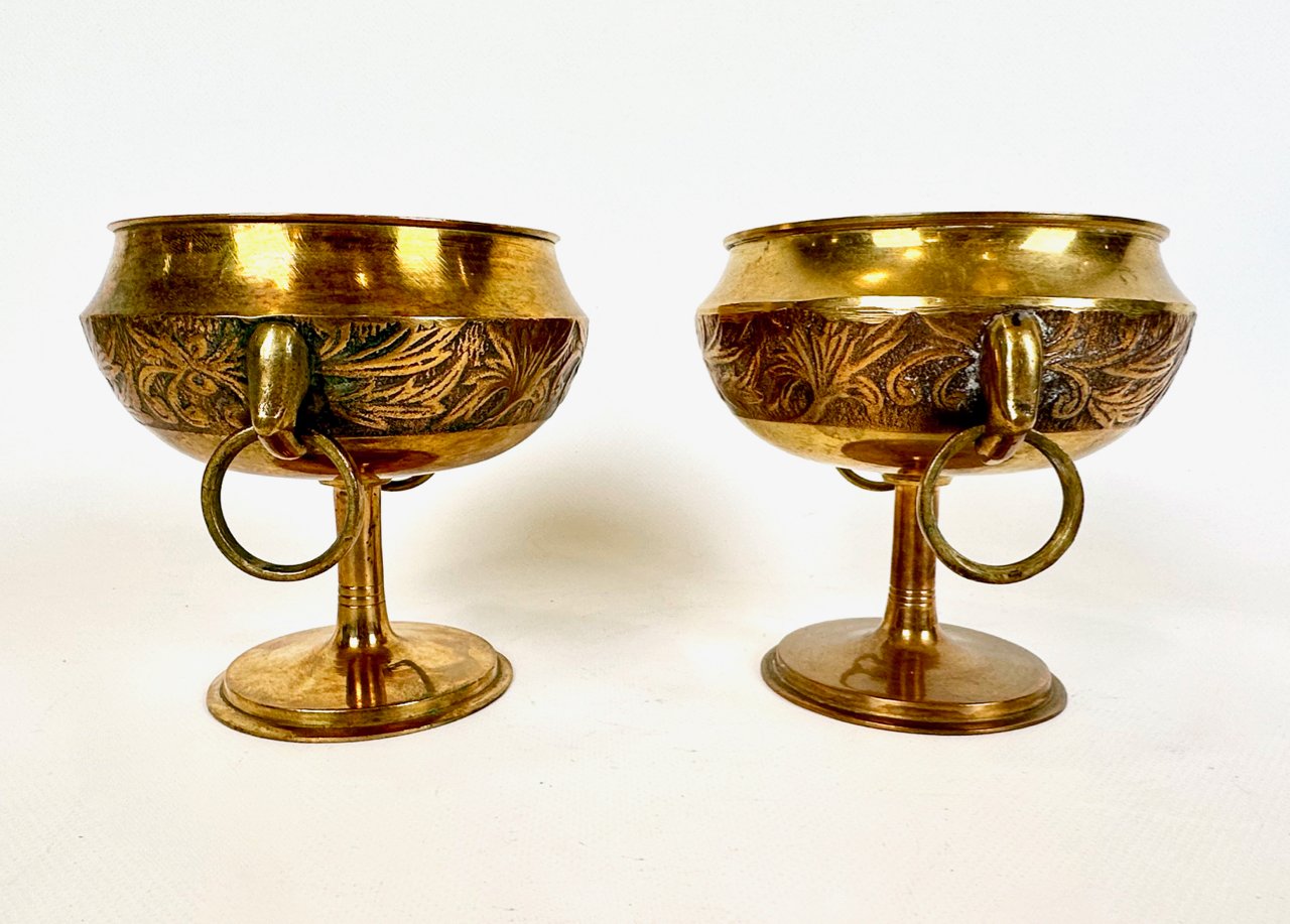 Vintage Danish Brass Footed Pedestal Bowl from Malm, 1950s, Set of 2 ...