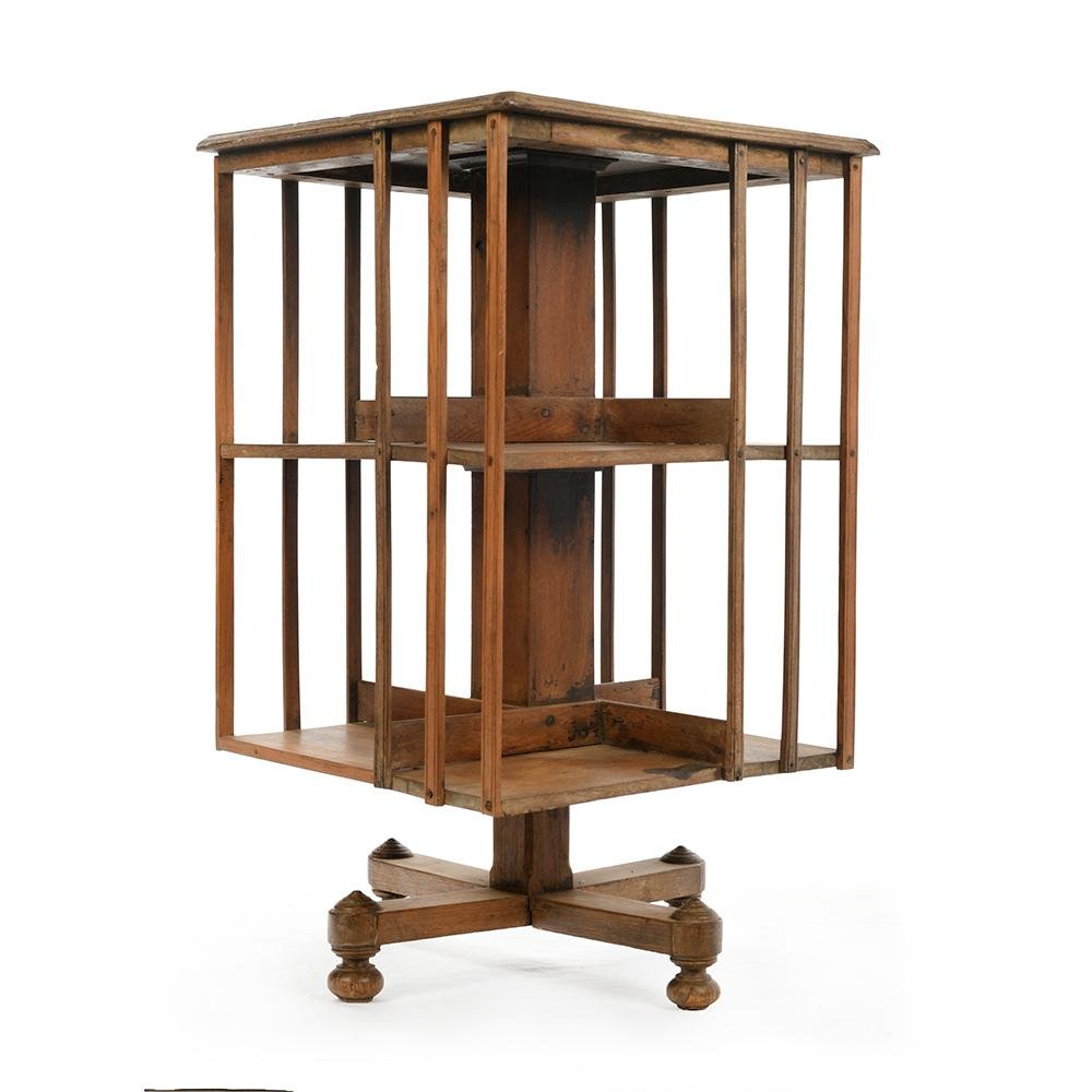 English Revolving Wooden Bookcase for sale at Pamono