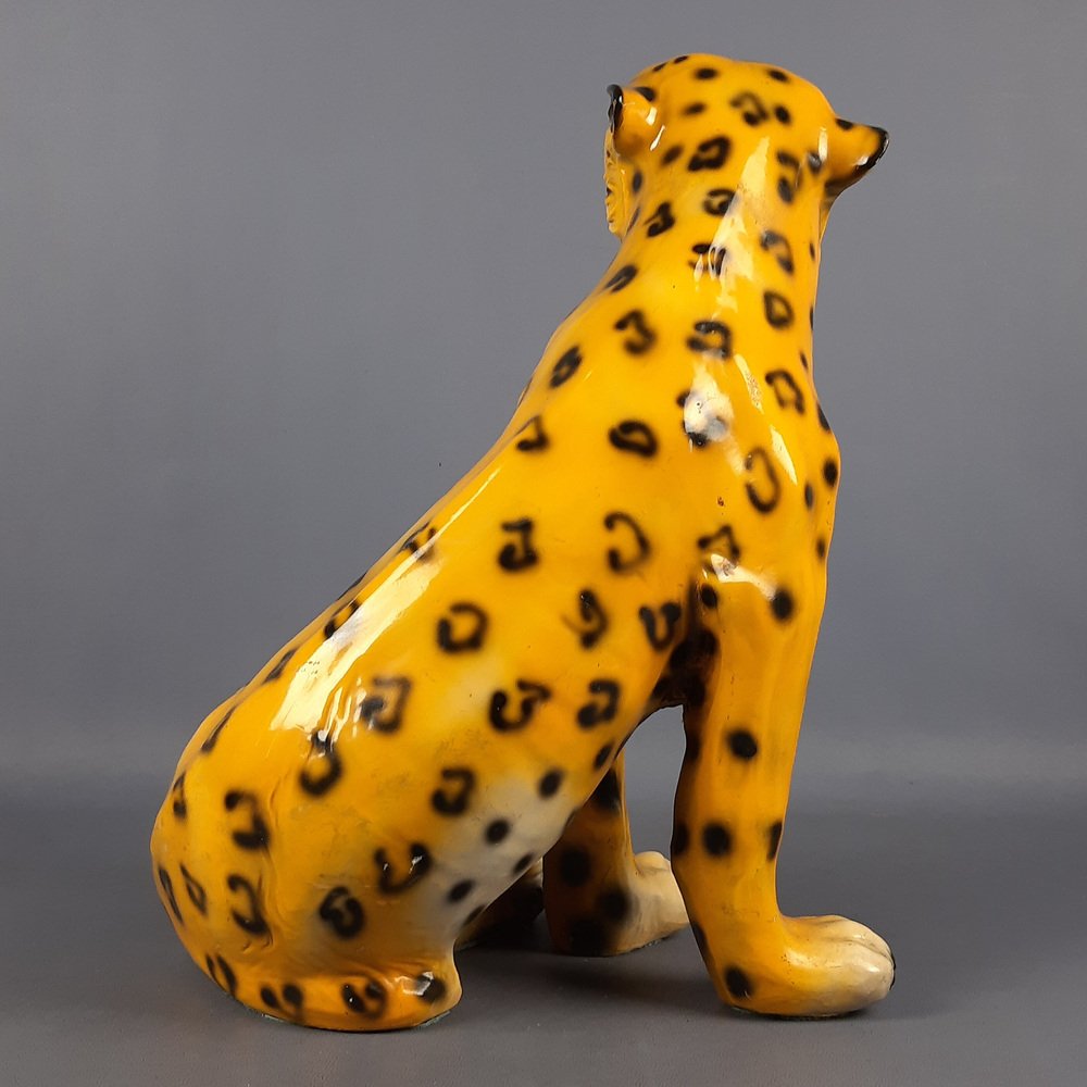 Large Vintage Ceramic & Plaster Cheetah Sculpture, 1960s for sale at Pamono