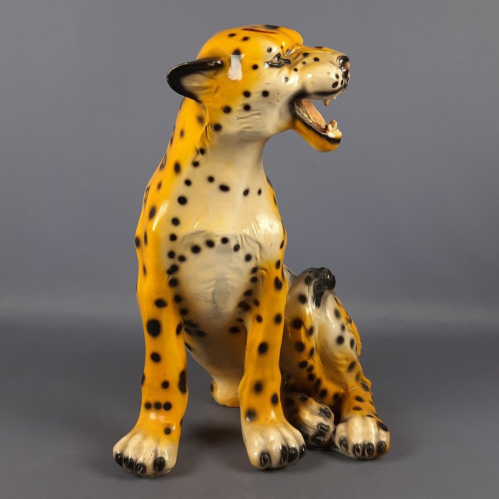 Large Vintage Ceramic & Plaster Cheetah Sculpture, 1960s for sale at Pamono