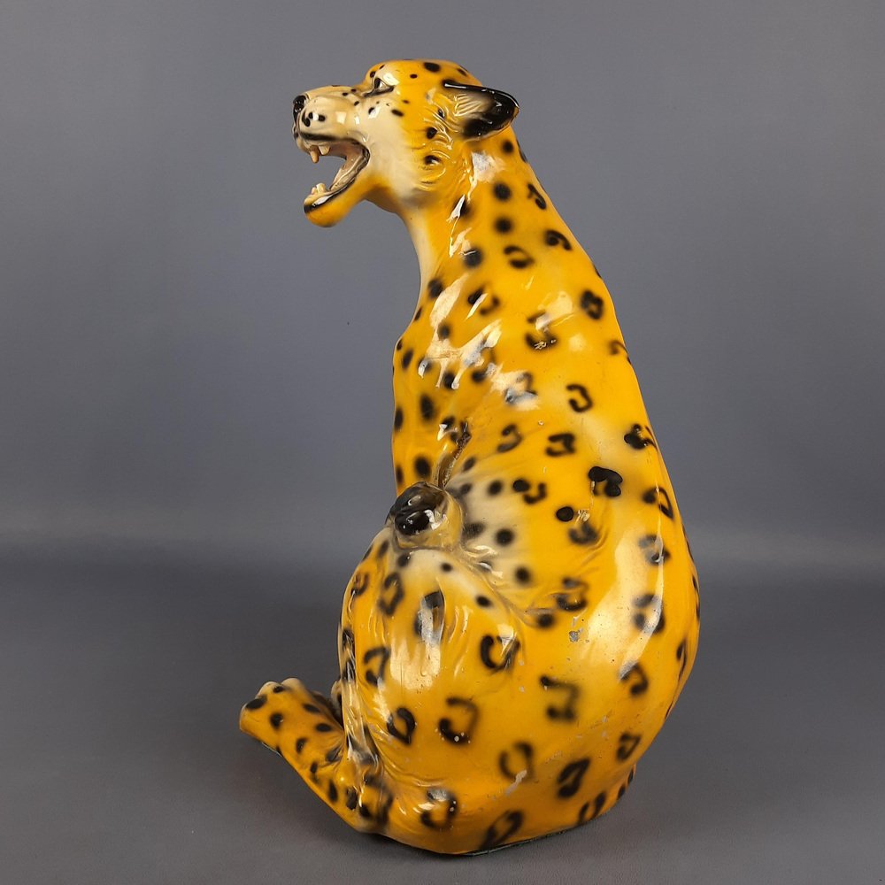 Large Vintage Ceramic & Plaster Cheetah Sculpture, 1960s for sale at Pamono