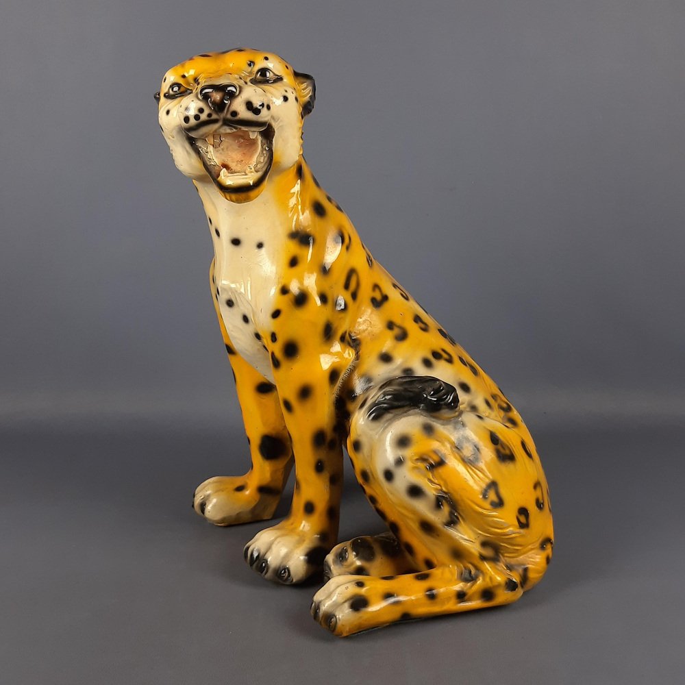 Large Vintage Ceramic & Plaster Cheetah Sculpture, 1960s for sale at Pamono