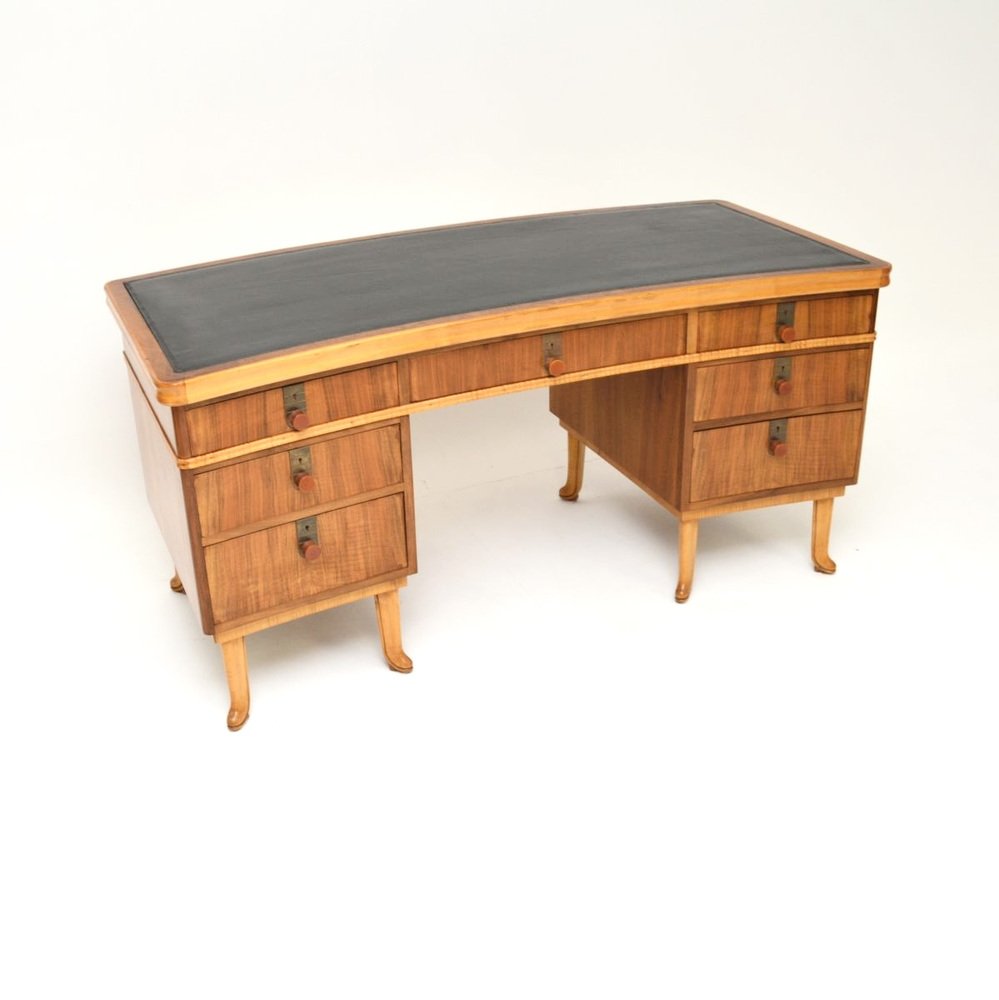Bureau Piédestal Vintage en Noyer de Laszlo Hoenig, 1950s en vente sur ...
