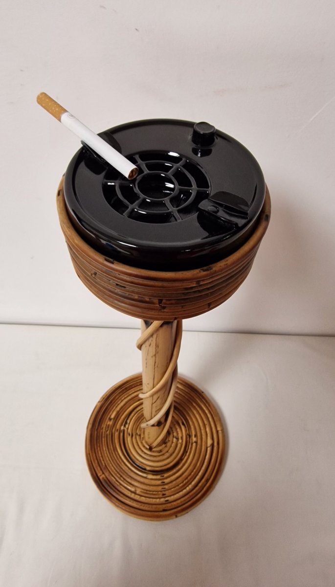 Mid-Century Modern Bamboo Floor Ashtray, 1960s for sale at Pamono