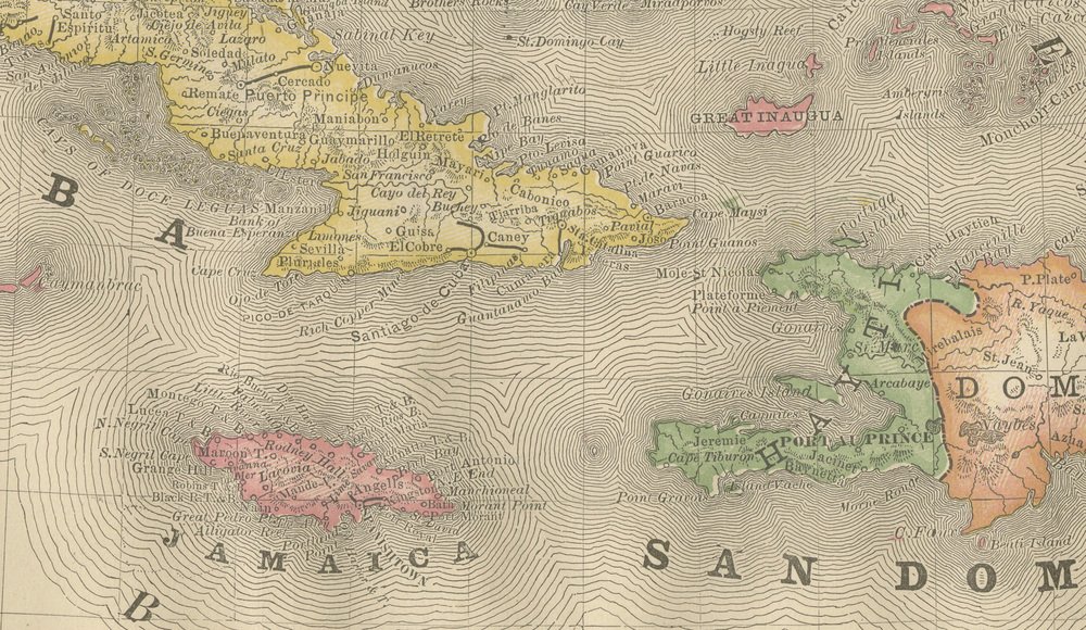 Antica mappa dei Caraibi di Rand McNally, 1888 in vendita su Pamono