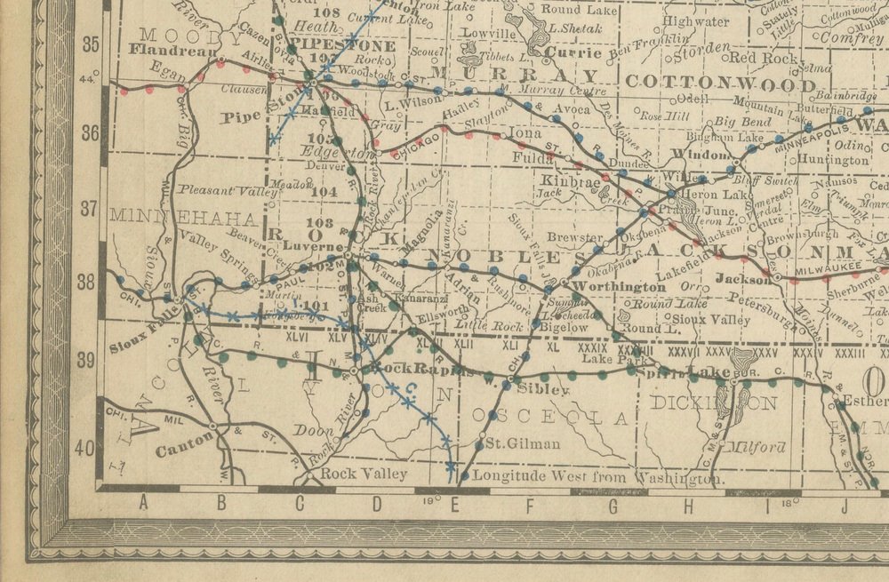 Antique Minnesota Map by Rand McNally, 1888 for sale at Pamono