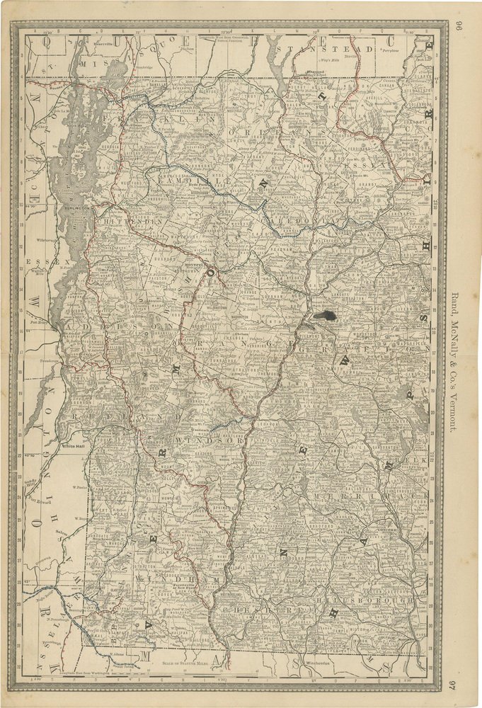 Antique Vermont Map by Rand McNally, 1888 for sale at Pamono