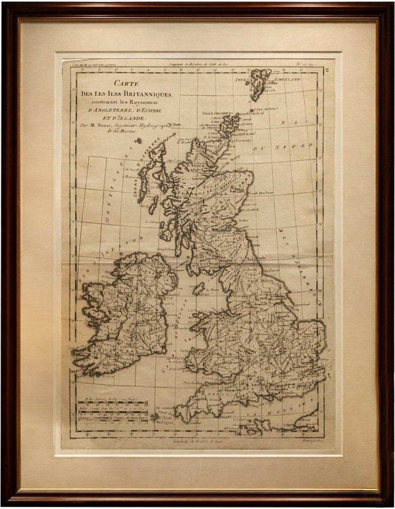 British Isles England and Scotland and Ireland Map by Bonne, 1780 for ...